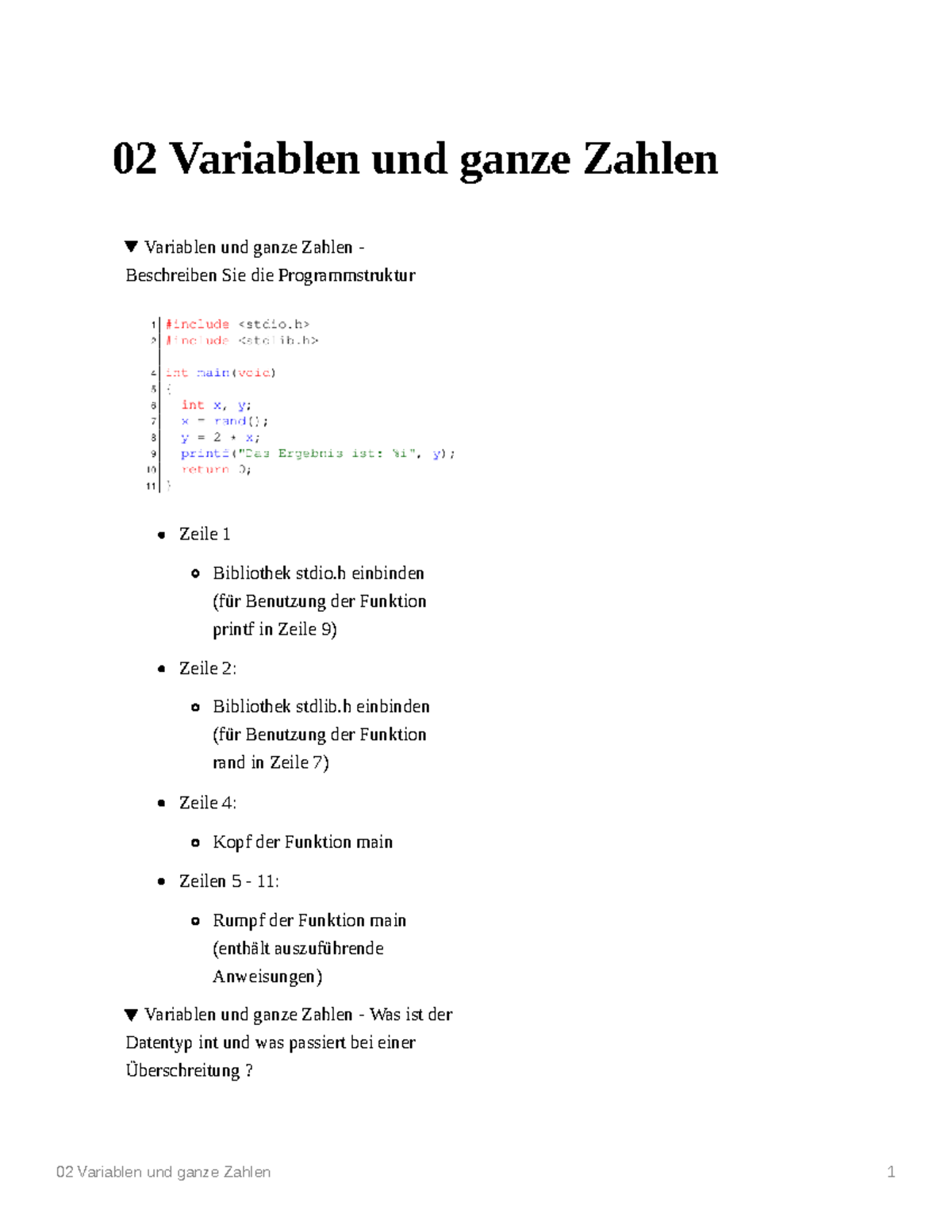 02 Variablen und ganze Zahlen - 02 Variablen und ganze Zahlen Variablen ...