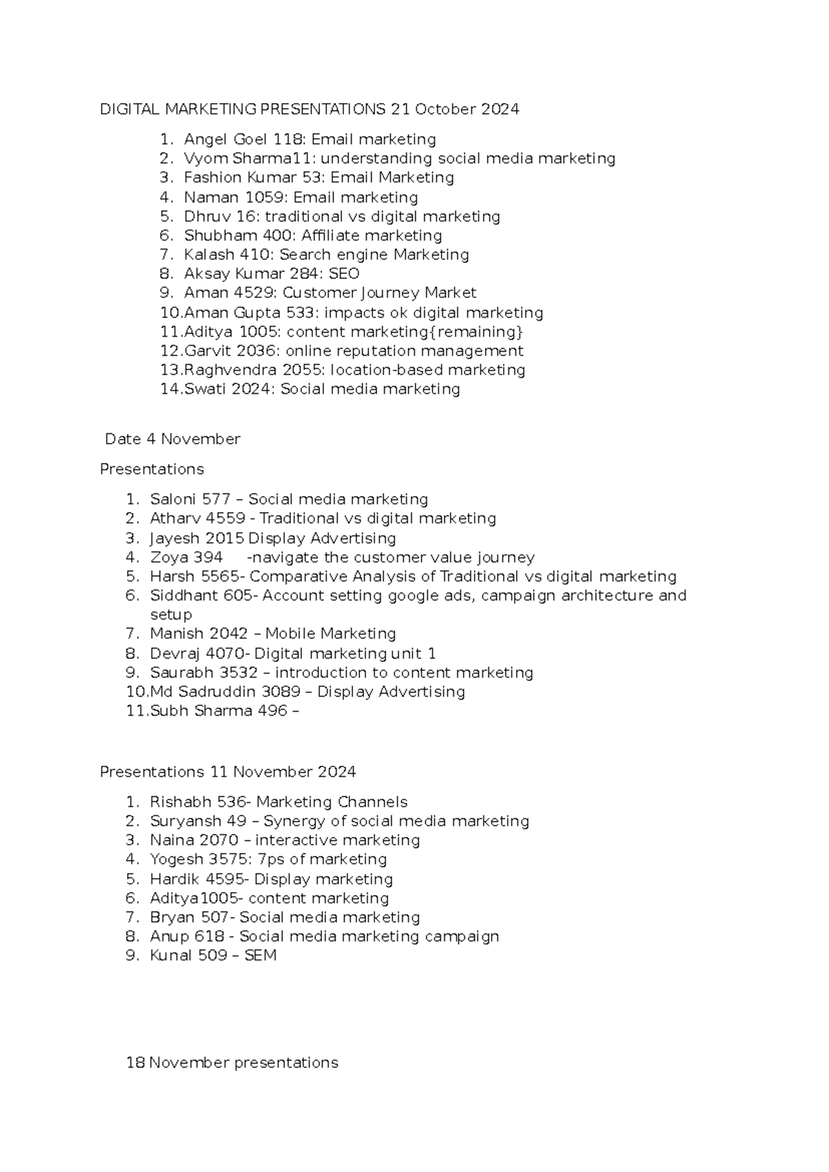 Digital Marketing Presentations 21 October 2024 - DIGITAL MARKETING ...