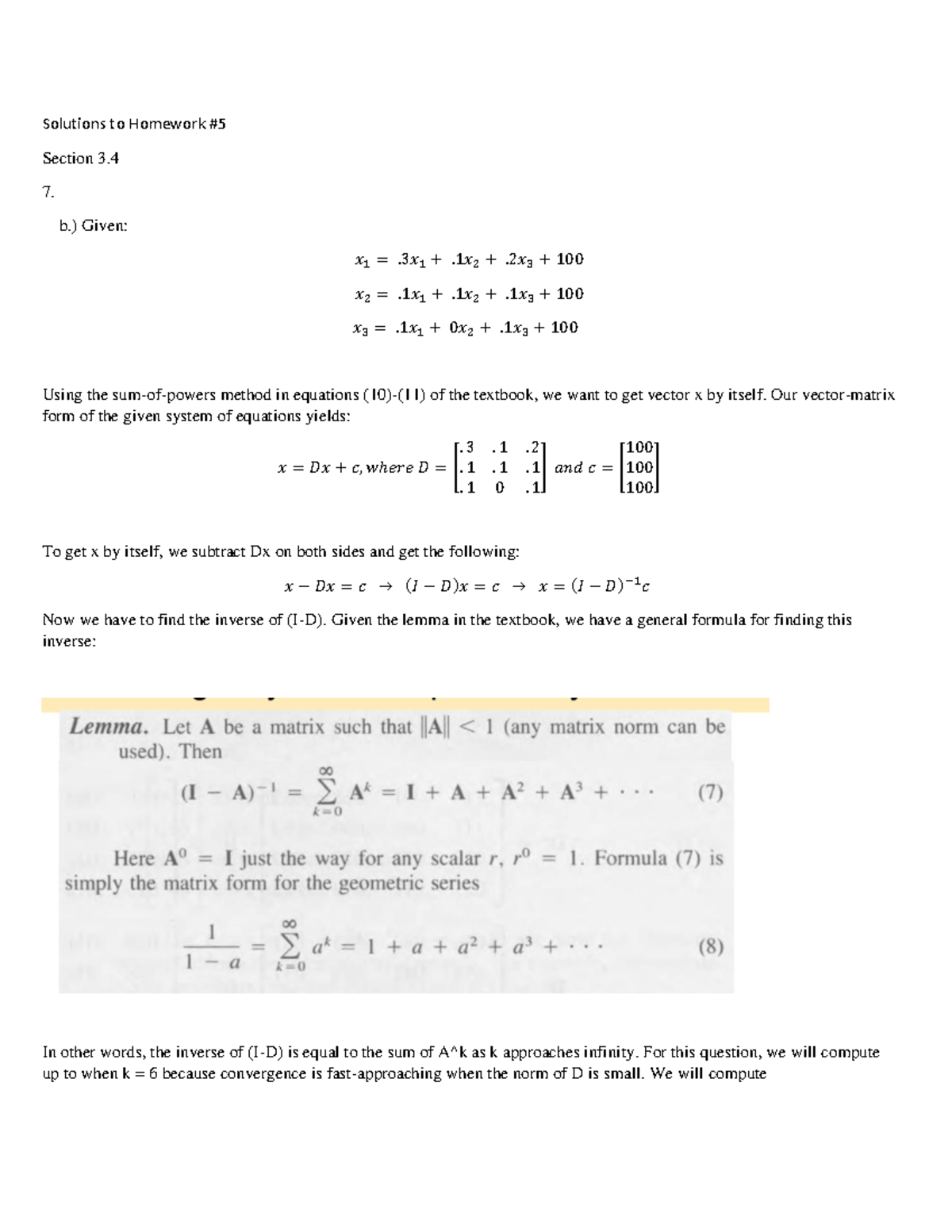 Solutions Homework 5 Solutions To Homework 5 Section 3 B Given