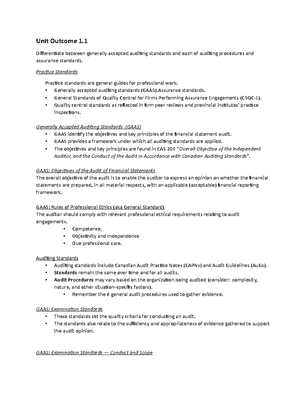 Unit Outcome 1.1 - Unit Outcome 1. Differentiate between generally ...