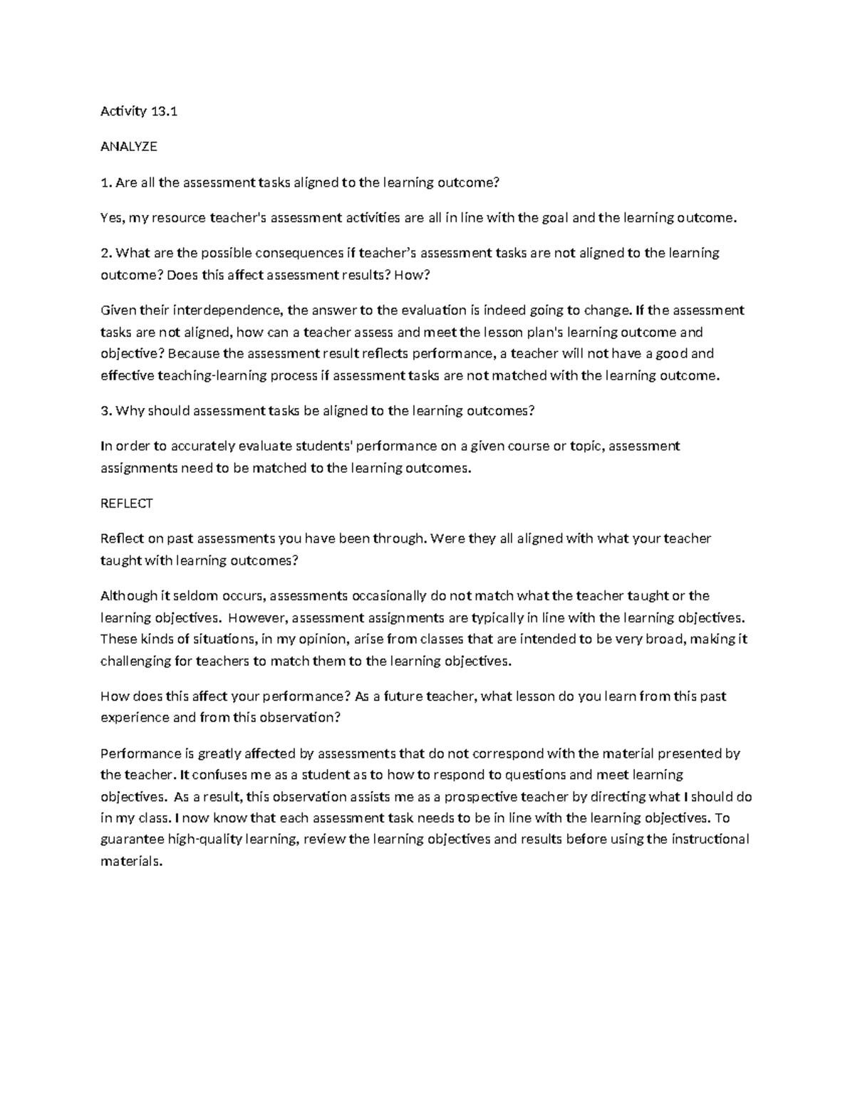 Fs 1 ep 13 - Answers in Field Study 1 - Activity 13. ANALYZE Are all ...