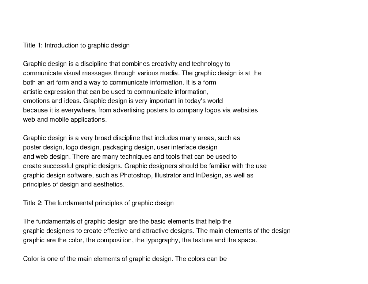 English Graphic Design Study notes - Title 1: Introduction to graphic ...