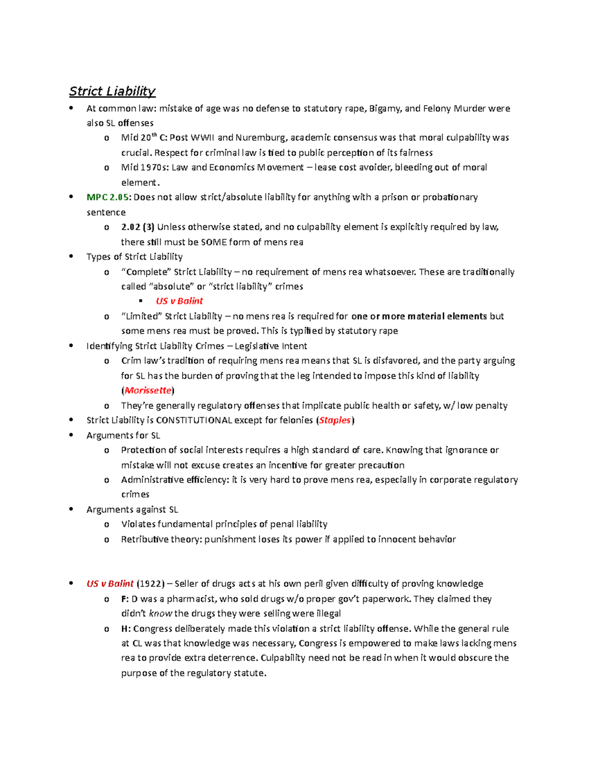 Focus on Liability - Strict Liability At common law: mistake of age was ...