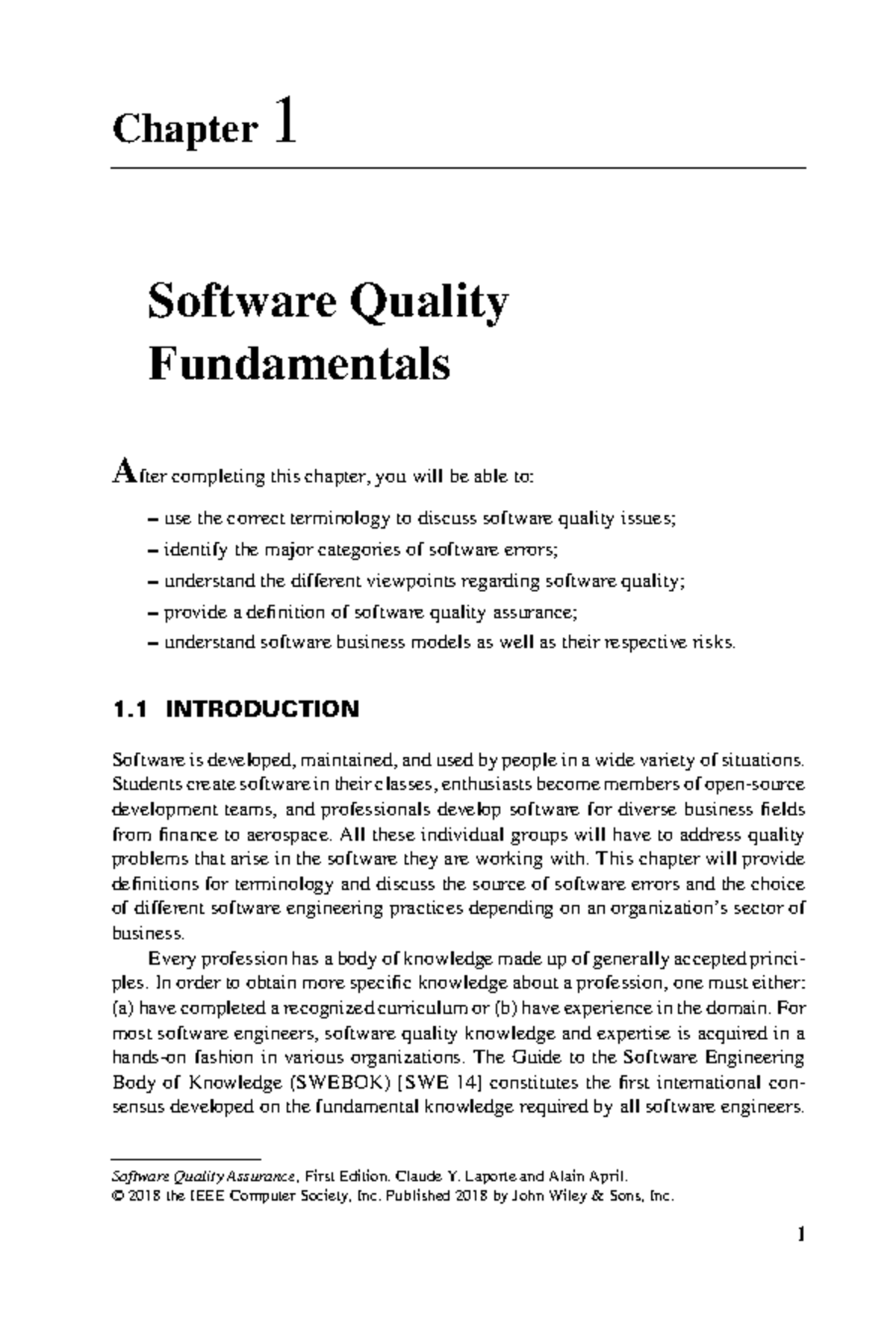 Software Quality Assurance - Chapter 1 Software Quality Fundamentals ...