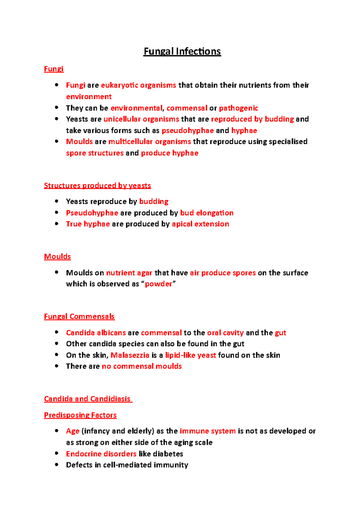 Fungal Infections - Lecture notes 1 - Fungal Infections Fungi Fungi are ...