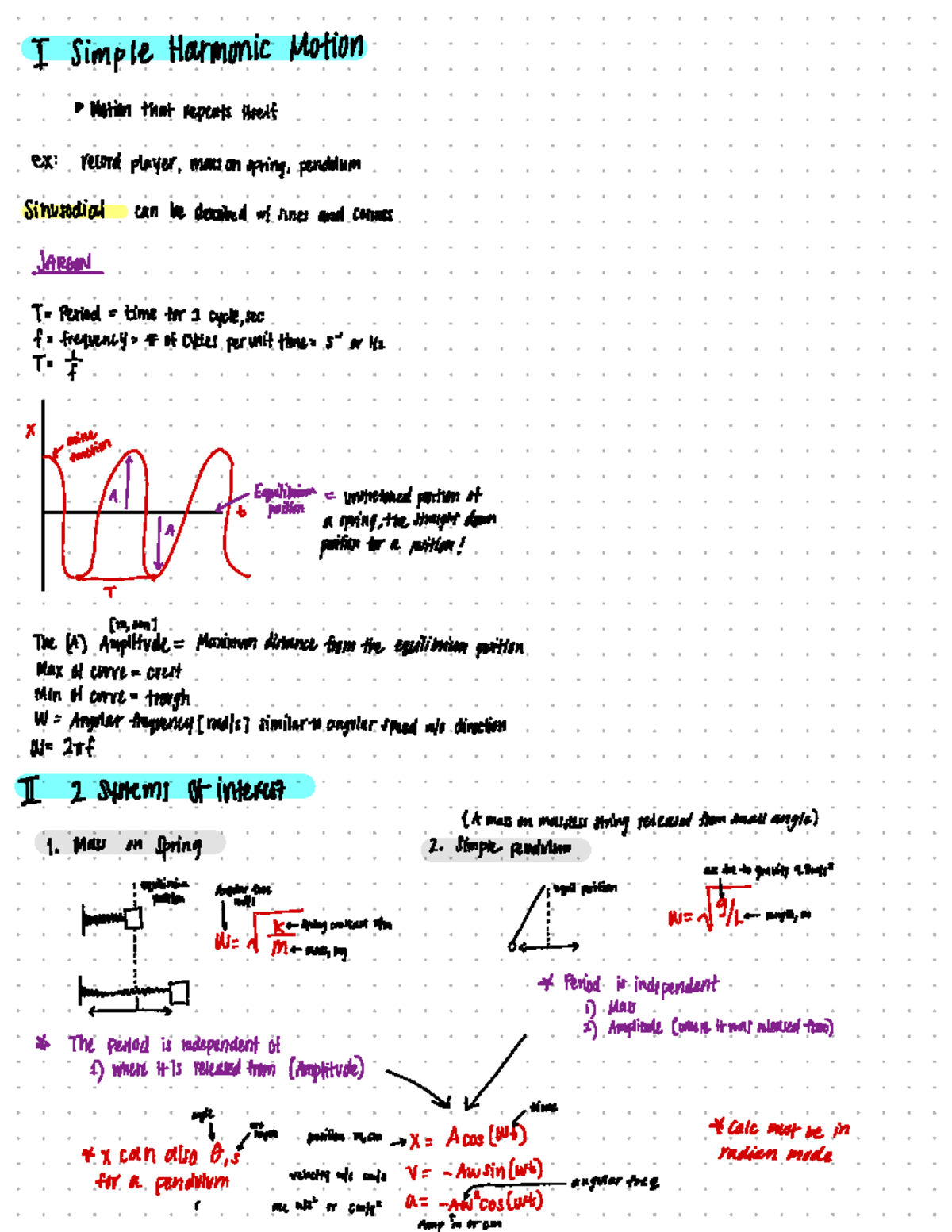 Unit 10 Harmonic Motion -2 - I Simple Harmonic Motion Motion that ...