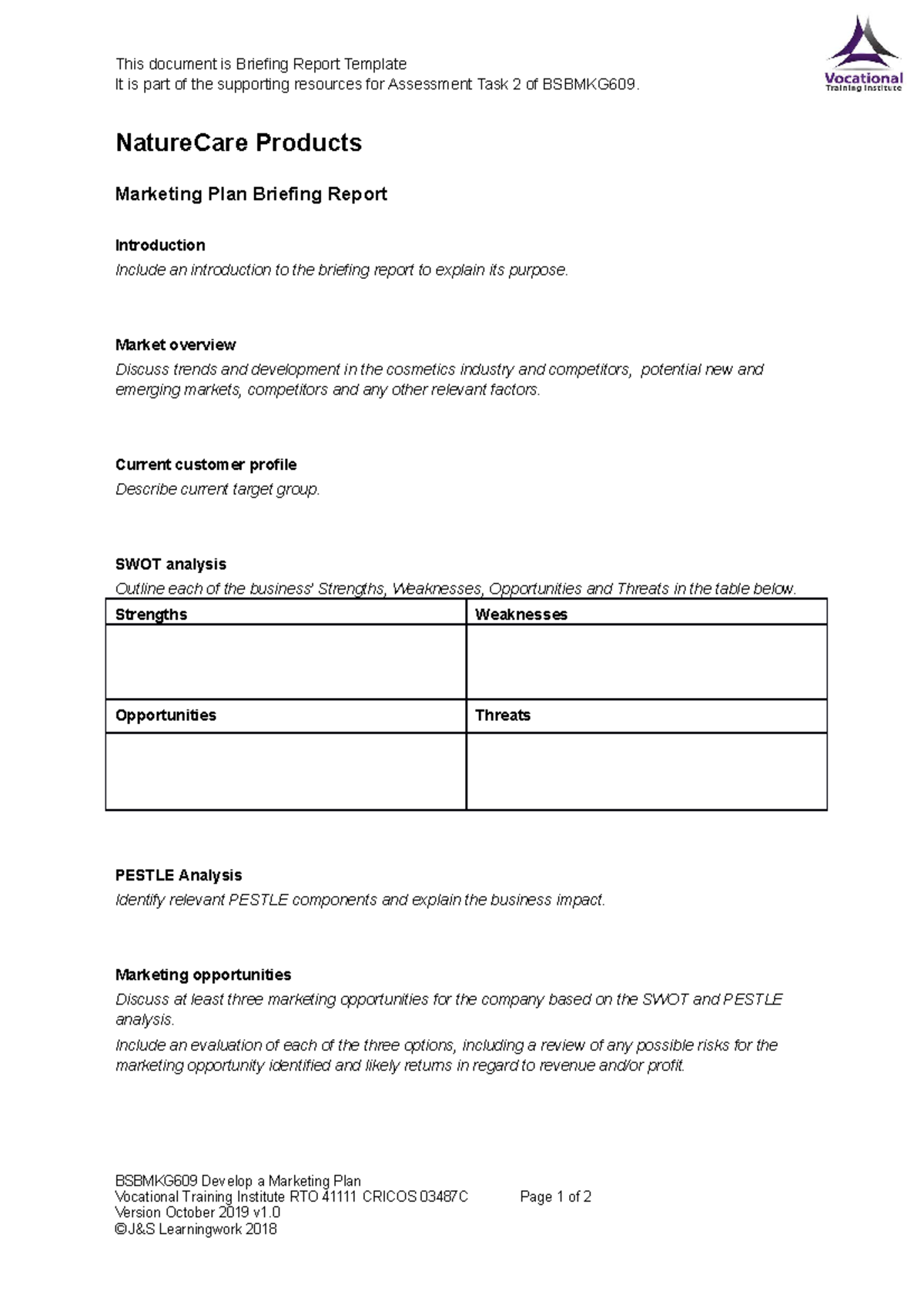 Briefing Report Template - BSBSUS501 - Unimelb - Studocu