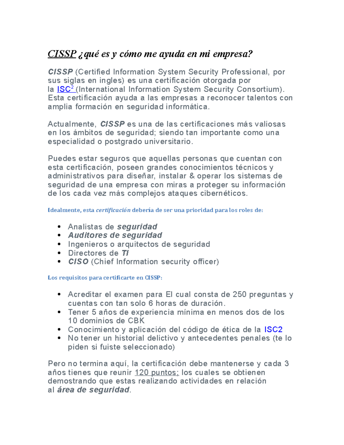 Cissp - es un apunte de ciberseguridad - CISSP ¿qué es y cómo me ayuda ...