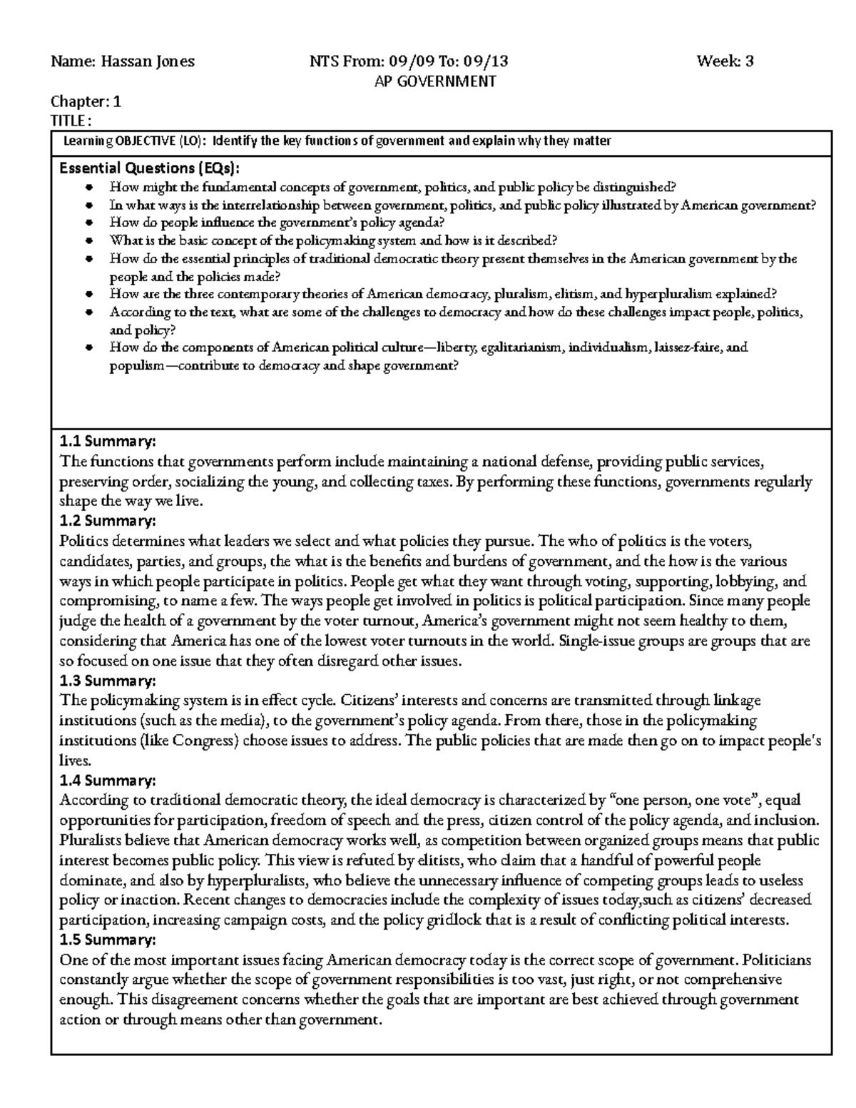 Copy of Government NOTE Taking System Template (revised) - Name: Hassan ...