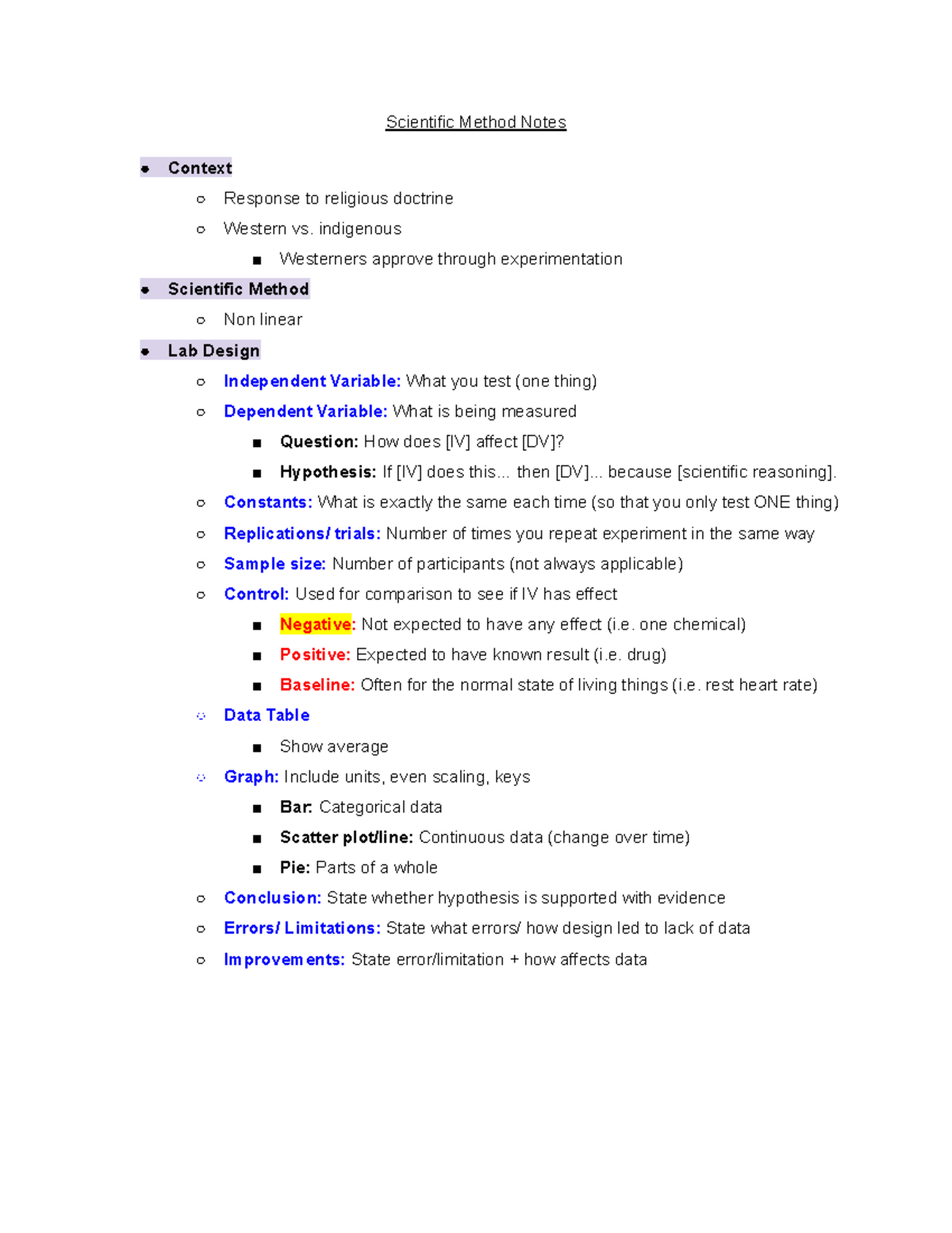 Scientific Method (Notes) - Scientific Method Notes Context Response to ...