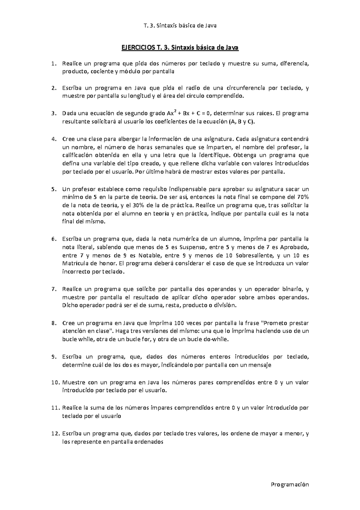 U03 ejercicios - aaaaaaaaaaaaaaaaaaaaaaa - EJERCICIOS T. 3. Sintaxis ...