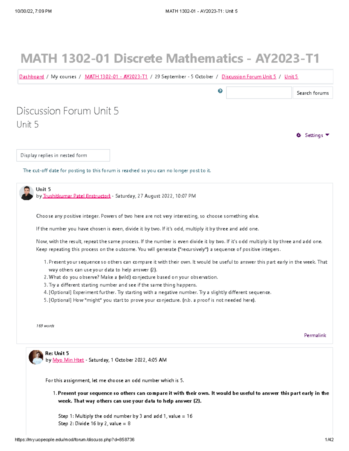 MATH 1302-01 - AY2023-T1 Unit 5 - MATH 1302-01 Discrete Mathematics - AY2023-T Discussion Forum ...