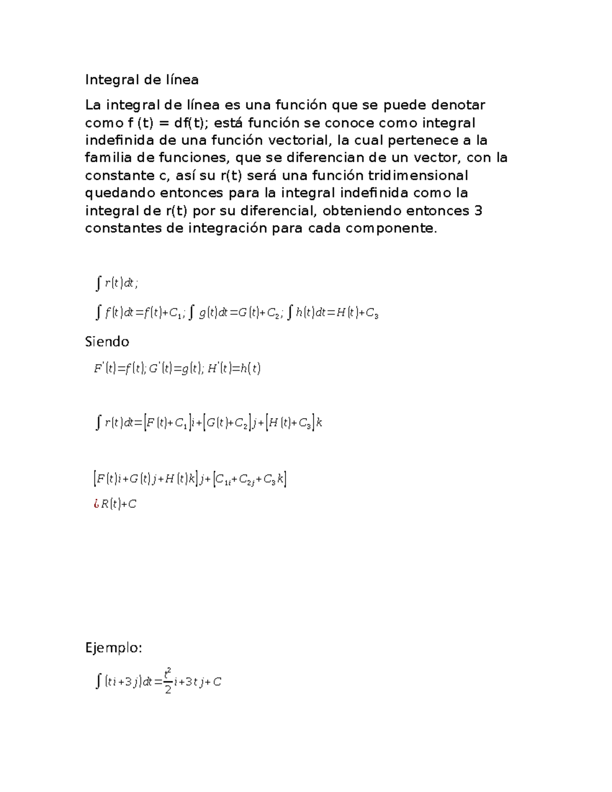 Integral de línea - ####### Integral de línea ####### La integral de ...