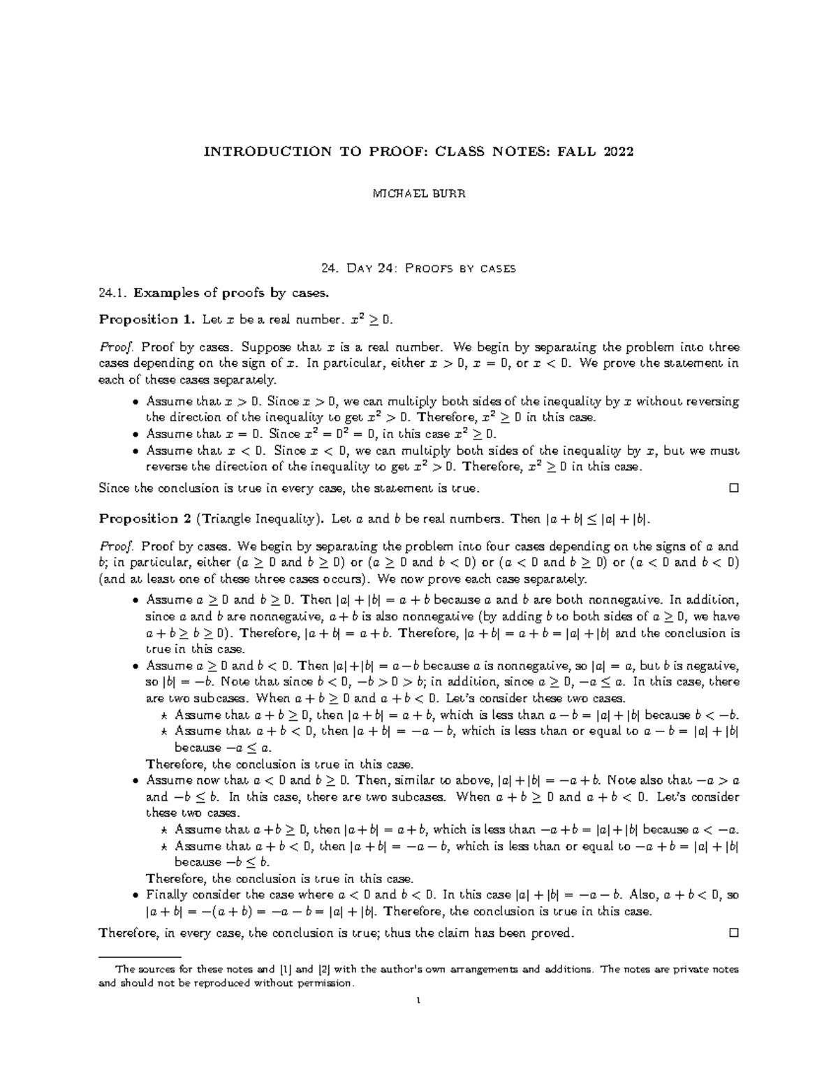 Class Notes Day 24 - INTRODUCTION TO PROOF: CLASS NOTES: FALL 2022 ...