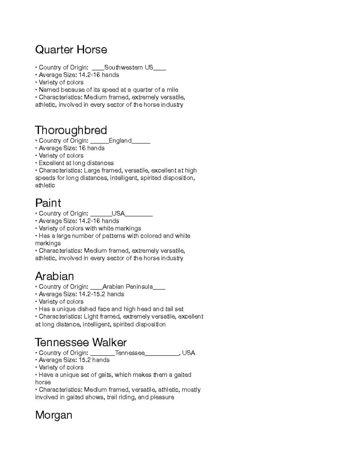 Equine Ansci - notes with the blanks filled in - Quarter Horse Country ...