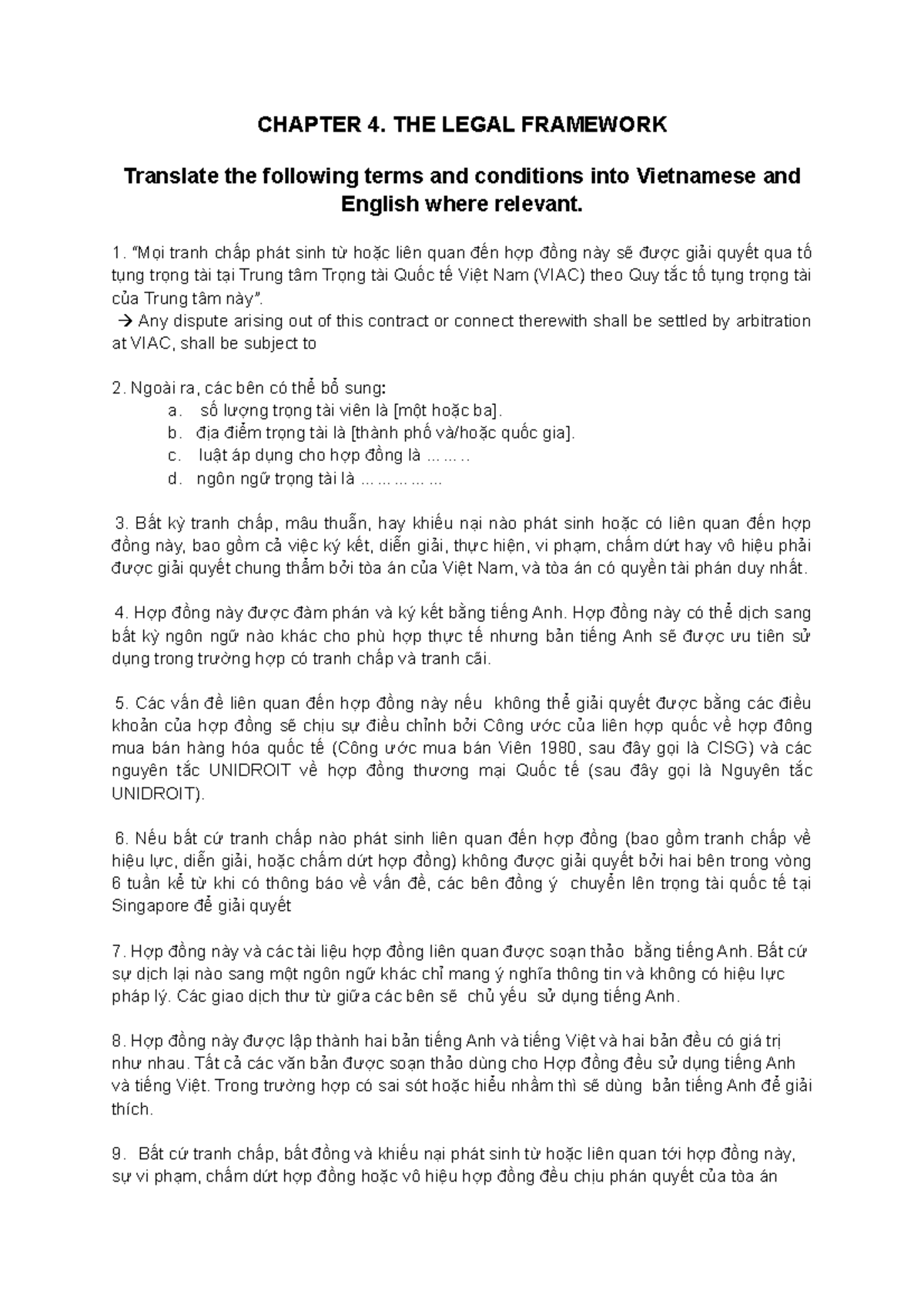 Chap 4 - Assignment 11 - Bài dịch Chap 4 - CHAPTER 4. THE LEGAL FRAMEWORK Translate the ...