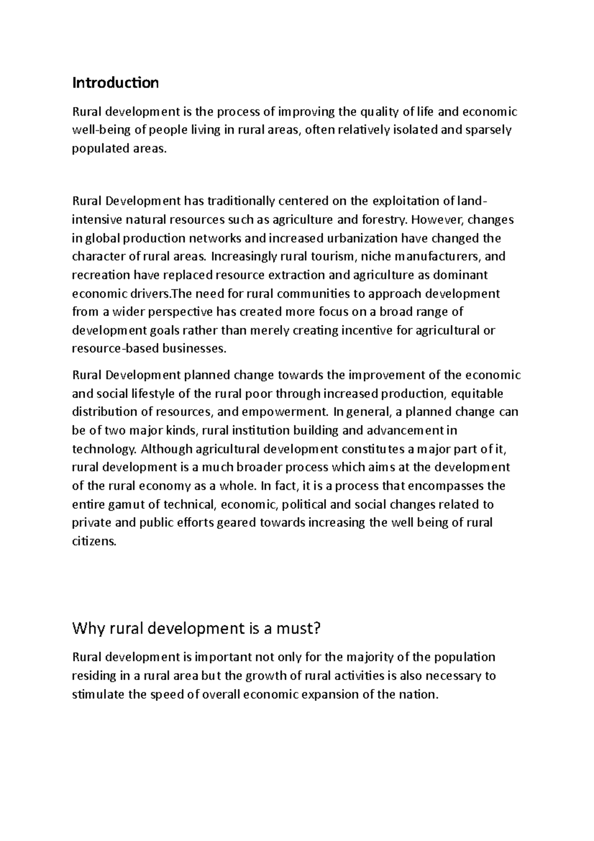 Assignment on bangladesh rural devlopment - Introduction Rural ...