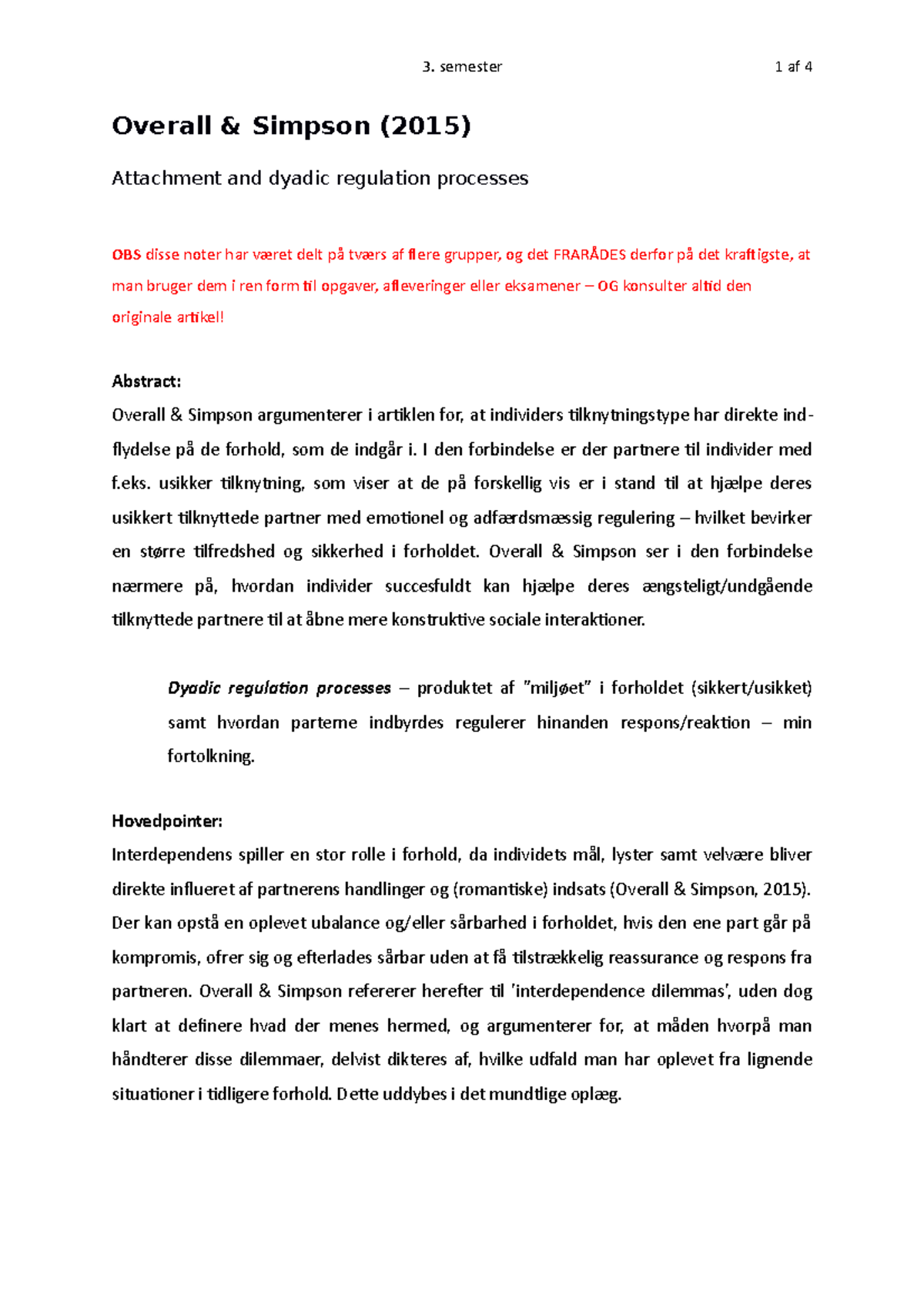 Overall & Simpson (2015 ) Attachment and dyadic regulation processes ...