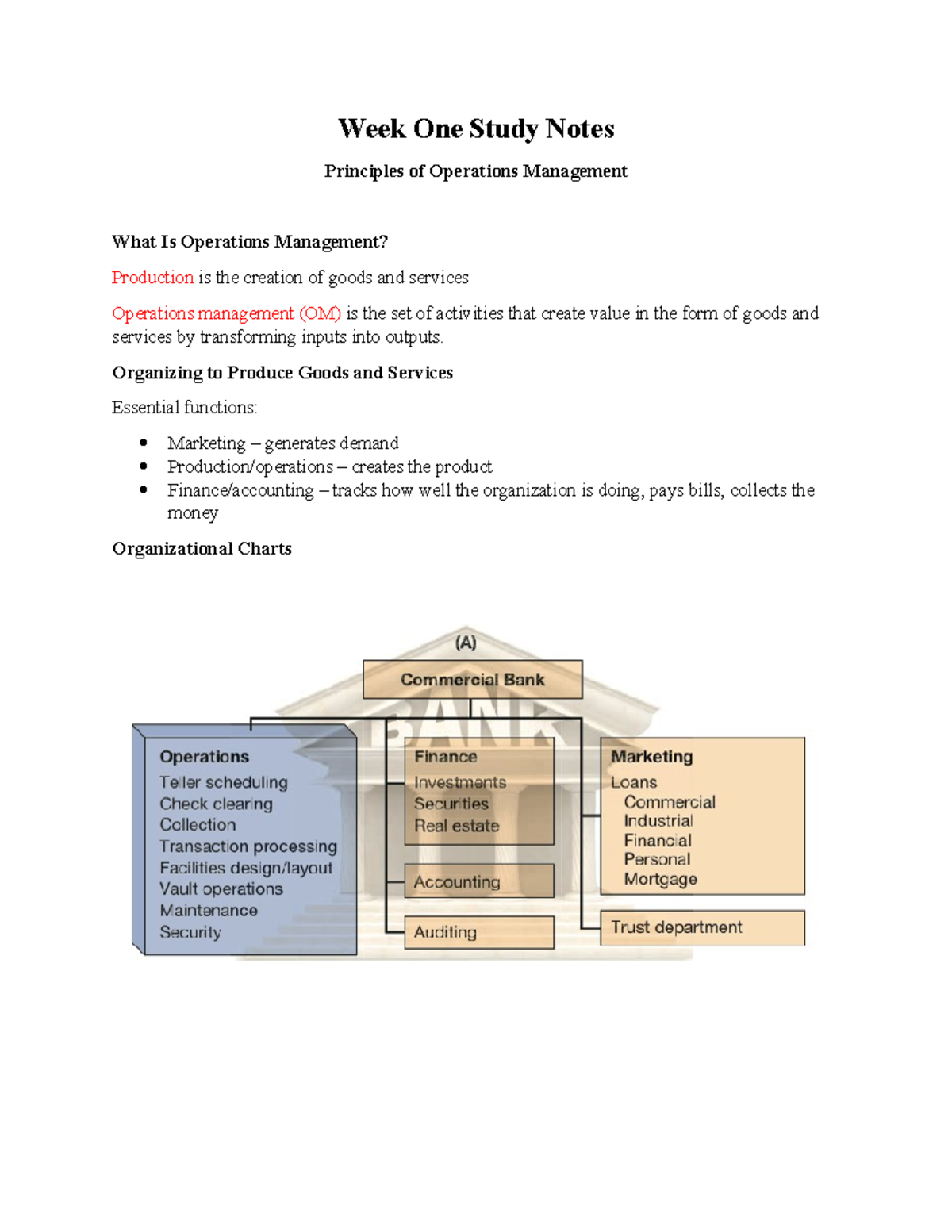 Week One Study Notes MGT 301 - Week One Study Notes Principles of ...