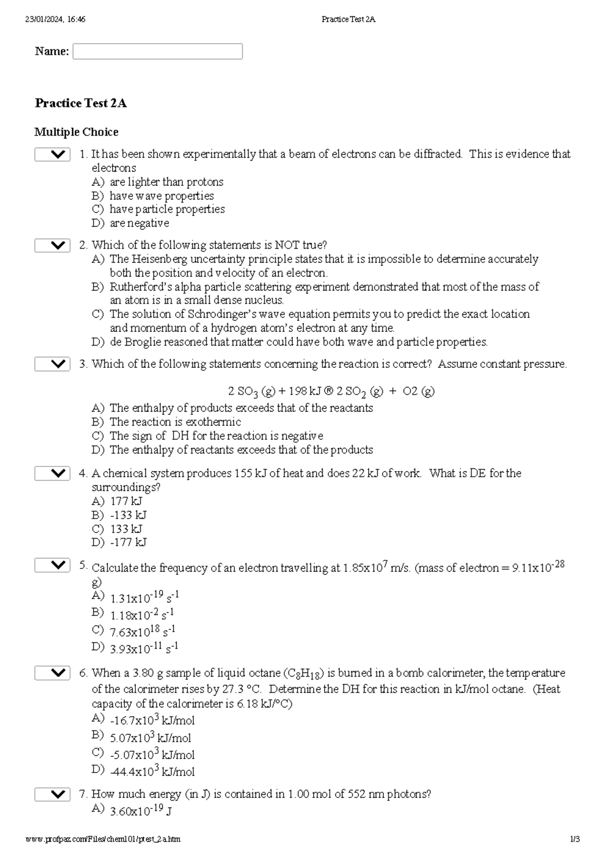 Practice Test 2A - hmmm - 23/01/2024, 16:46 Practice Test 2A profpaz ...
