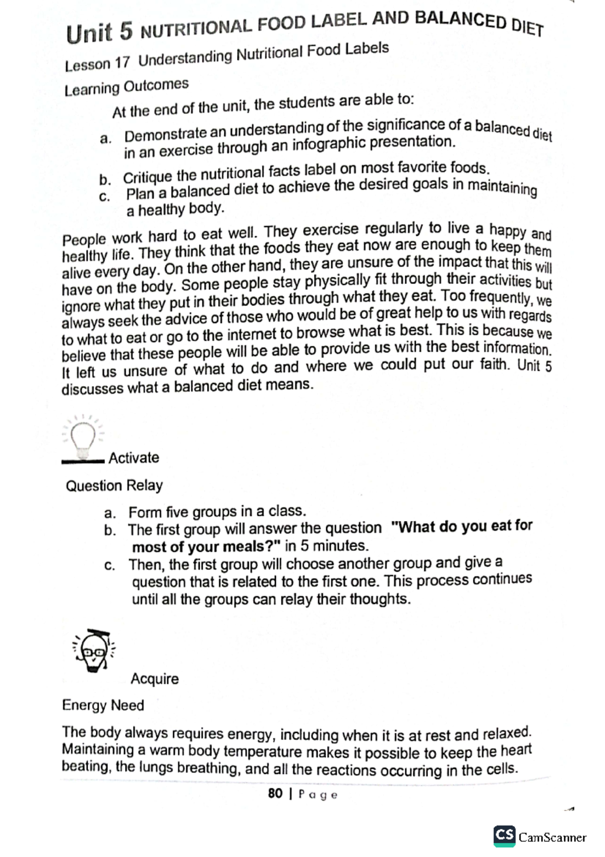 PE Report 2nd reporter - Notes - Unit 5 NUTRITIONAL FOOD LABEL AND ...