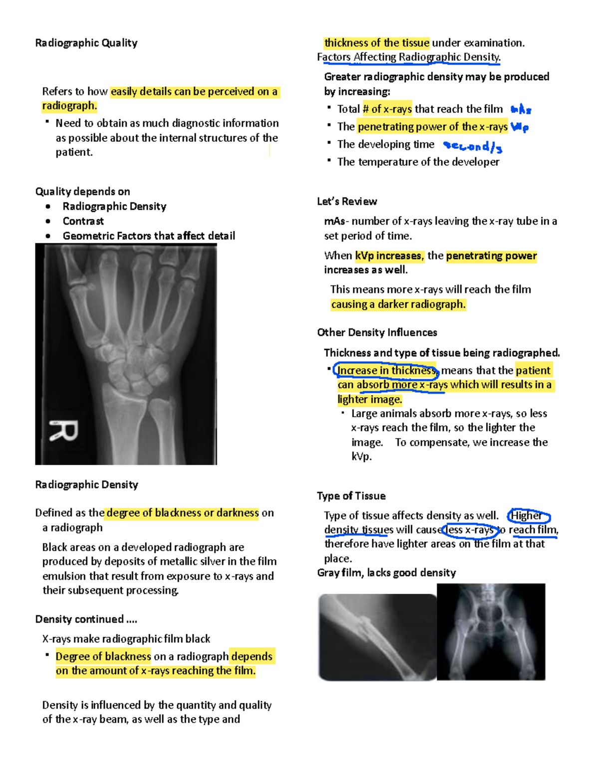 RT202 IMAGING PRINCIPLES - Radiographic Quality Refers to how easily ...