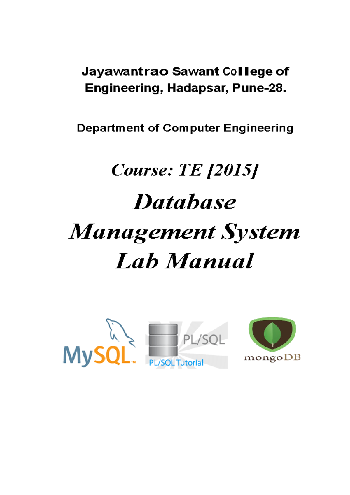 Dbms lab manual practical - Jayawantrao Sawant College of Engineering ...