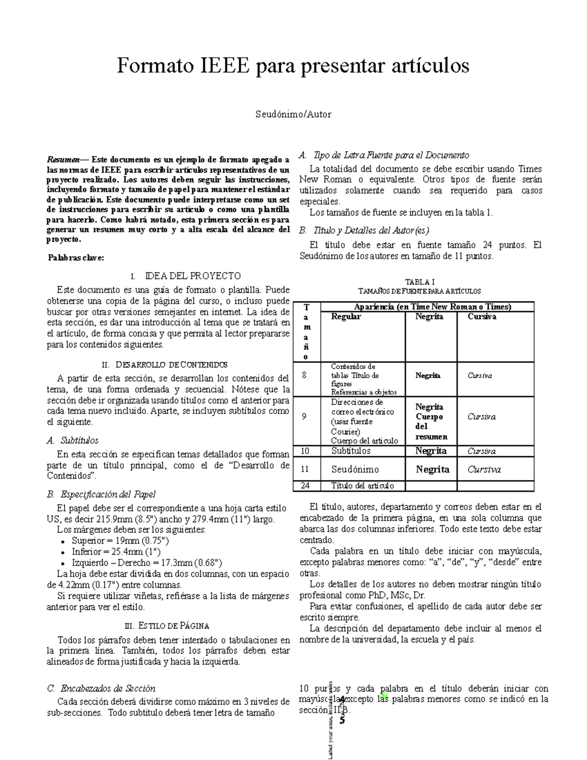 Ee formato ieee - ssre - Formato IEEE para presentar artículos Seudónimo/Autor Resumen— Este ...
