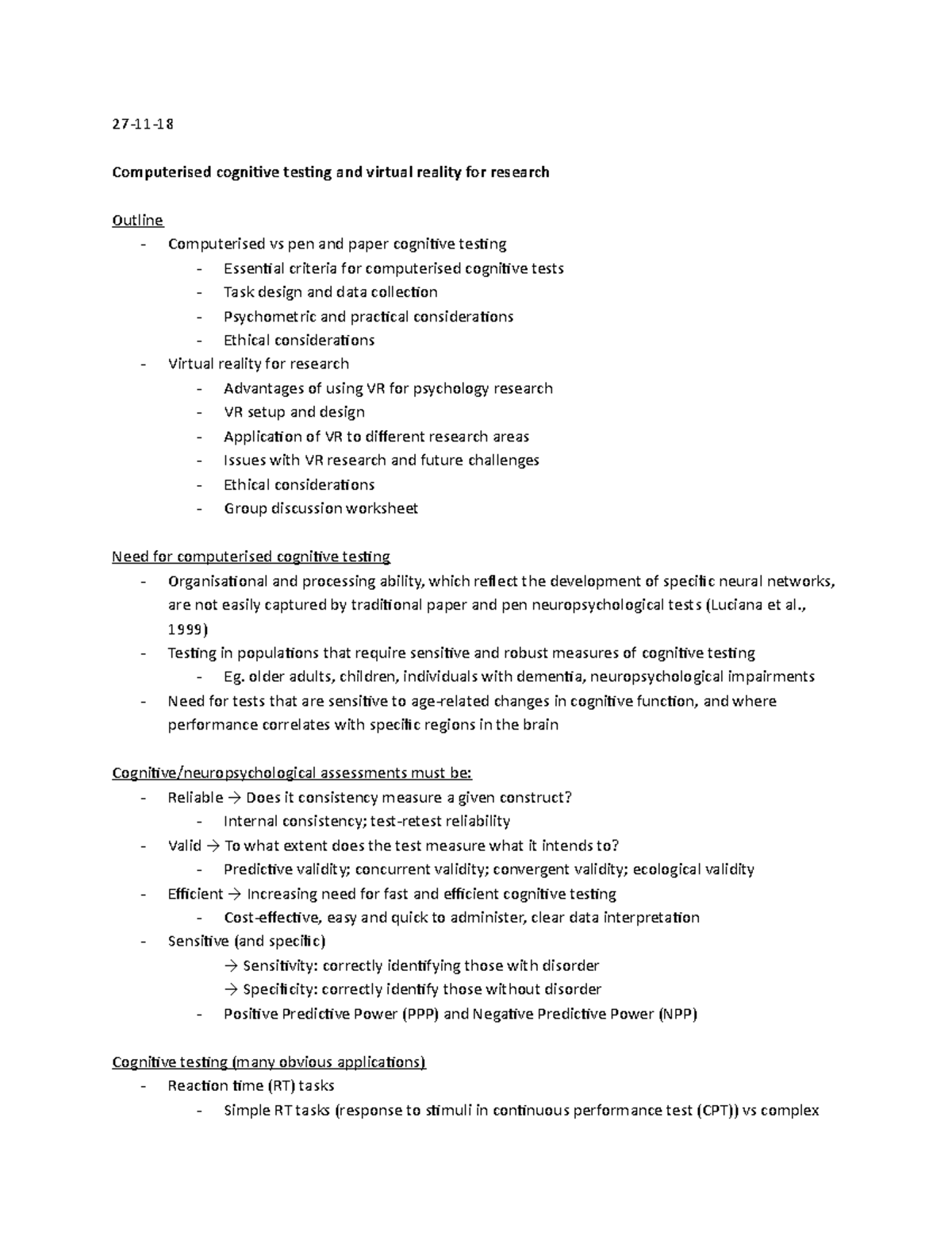 PS5204 Lecture 27-11 - Dr Hannah Broadbent - 27-11- Computerised ...