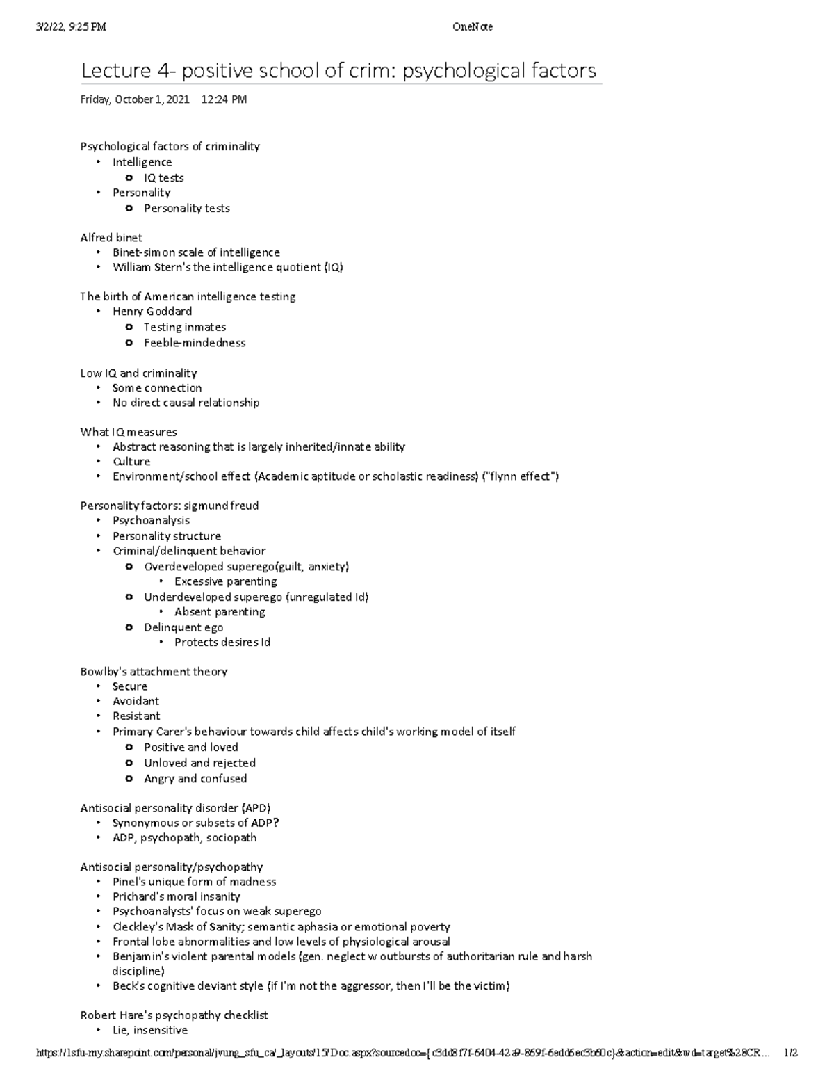 Lecture 4 - 3/2/22, 9:25 PM OneNote - Studocu