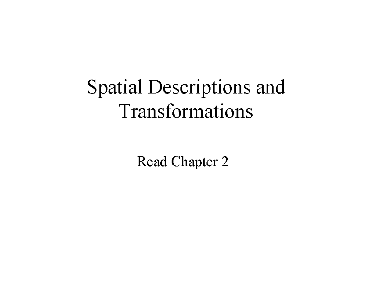 Spatial representation part 1 and 2 (2016) - Spatial Descriptions and ...