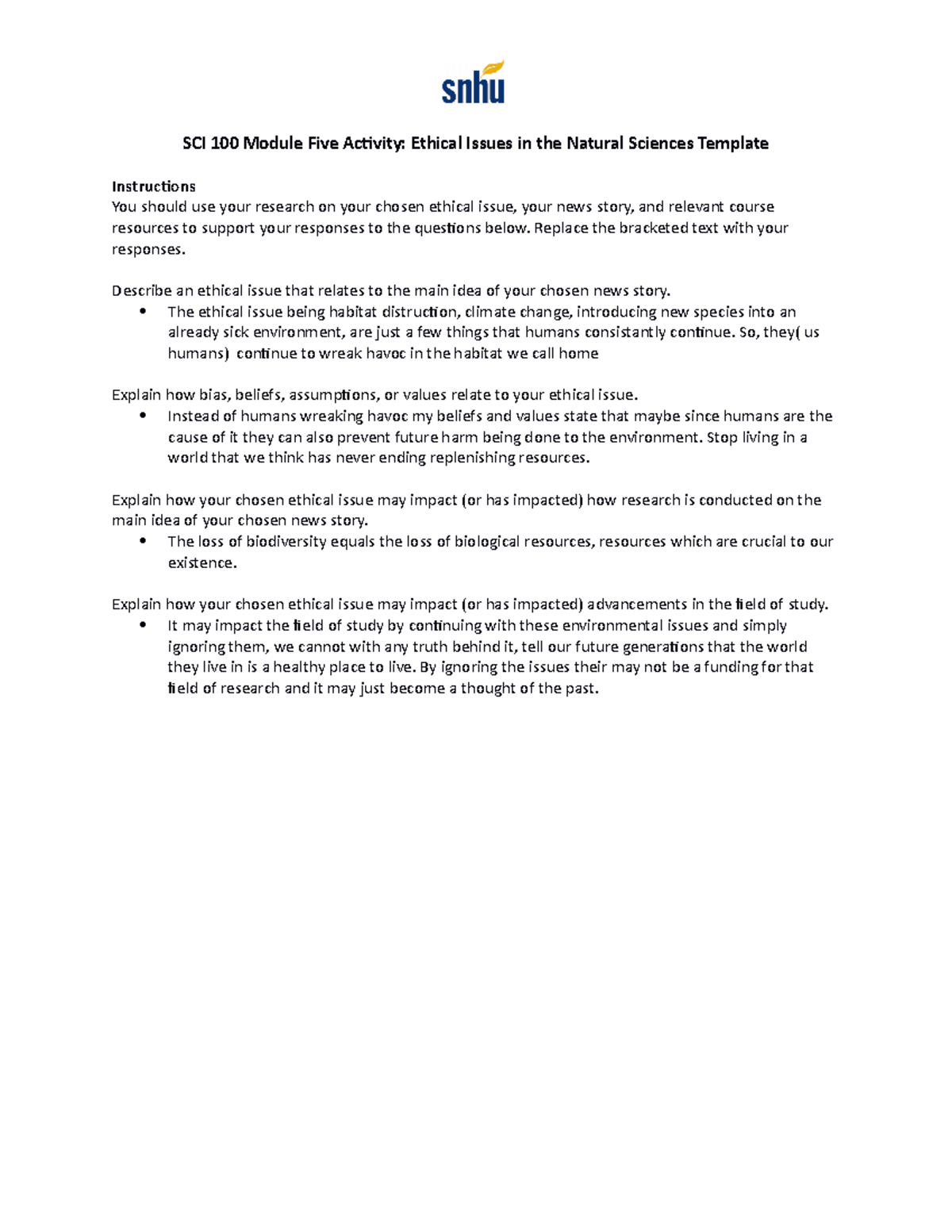 SCI 100 Module Five Activity Template work done #3 - SCI 100 Module ...