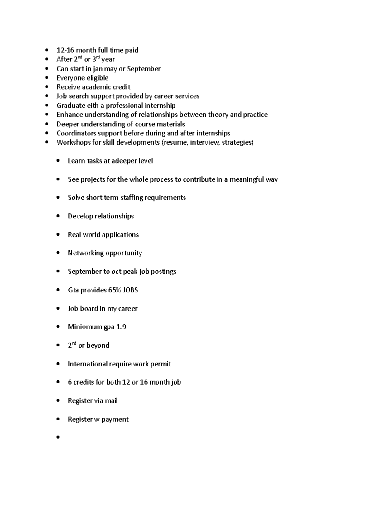 Quip - notes - 12-16 month full time paid After 2nd or 3rd year Can ...