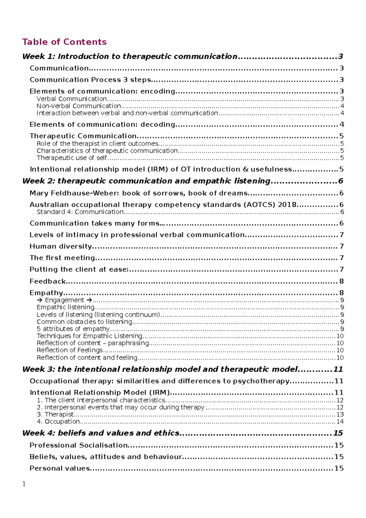 Mid-Semester Booklet - Summary document for mid-semester exam - Table ...