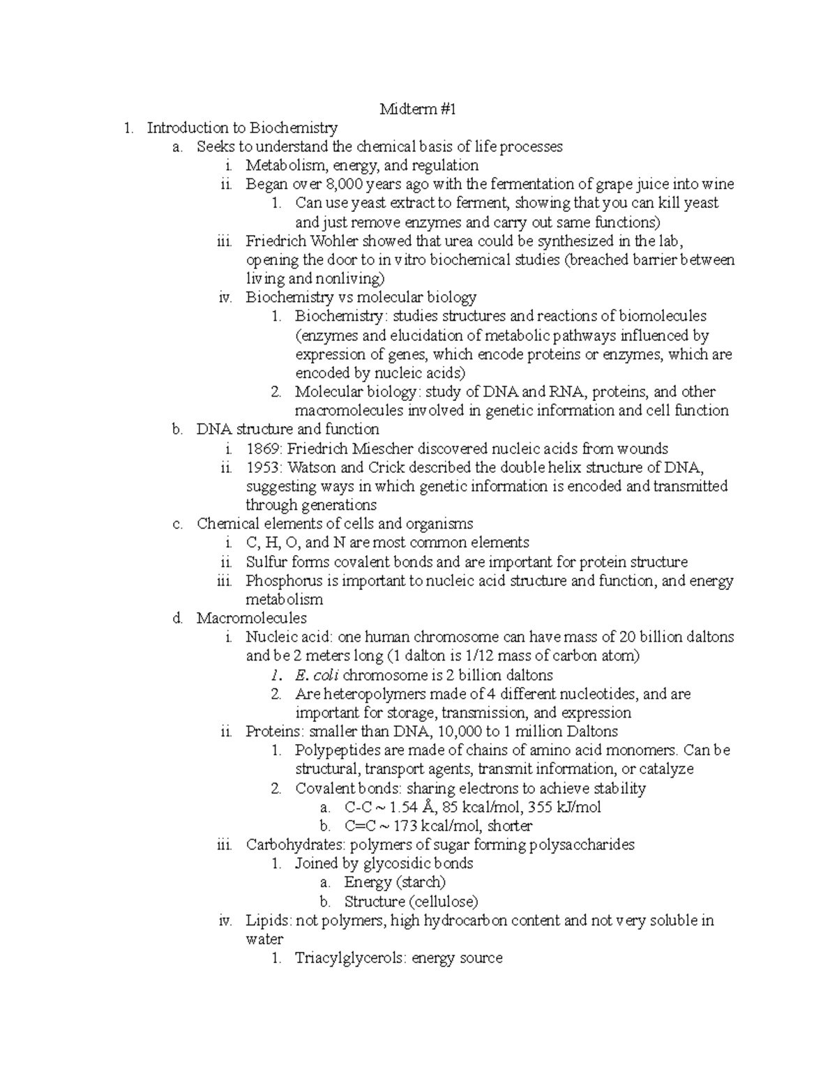 Midterm #1 - Study guide - Bancroft - Midterm # Introduction to ...