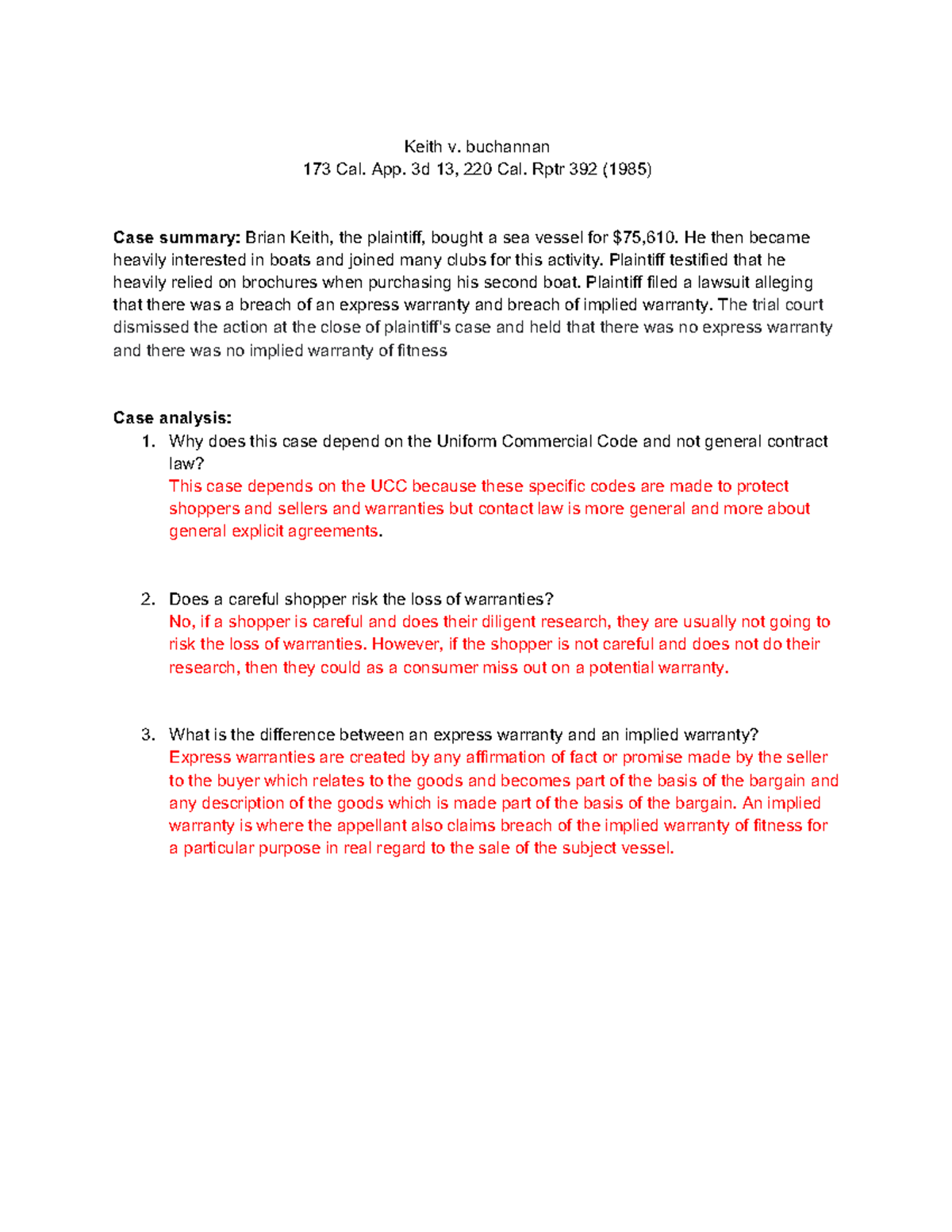 Keith v. buchannan - provides a summary and facts of the case. also ...