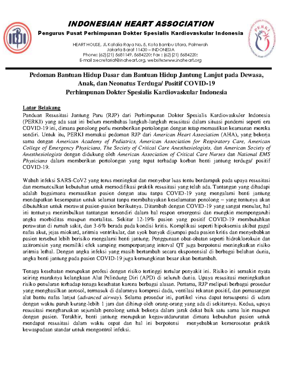 Pedoman BHD dan BHJL pada Covid 19 - Pengurus Pusat Perhimpunan Dokter ...