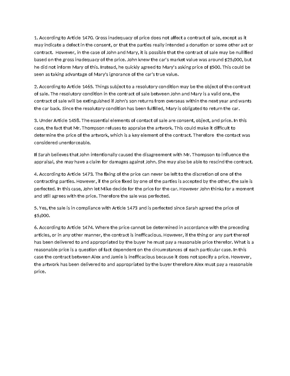 Law On Sales Activity Notes According To Article 1470 Gross