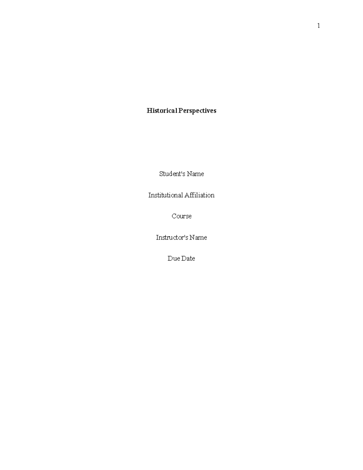 Historical Perspectives-module 1 - 1 Historical Perspectives Student's ...