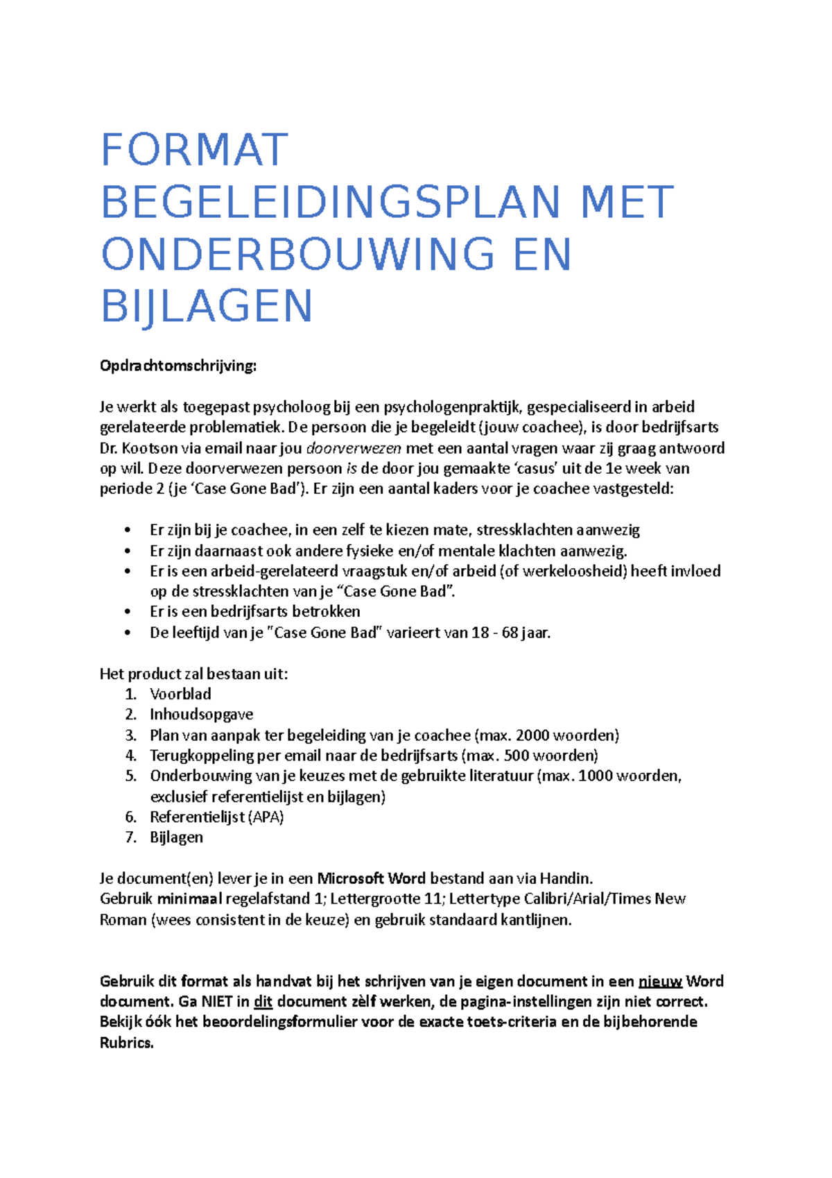 Format BO Begeleidingsplan met Onderbouwing en Bijlagen 21-22 - FORMAT ...