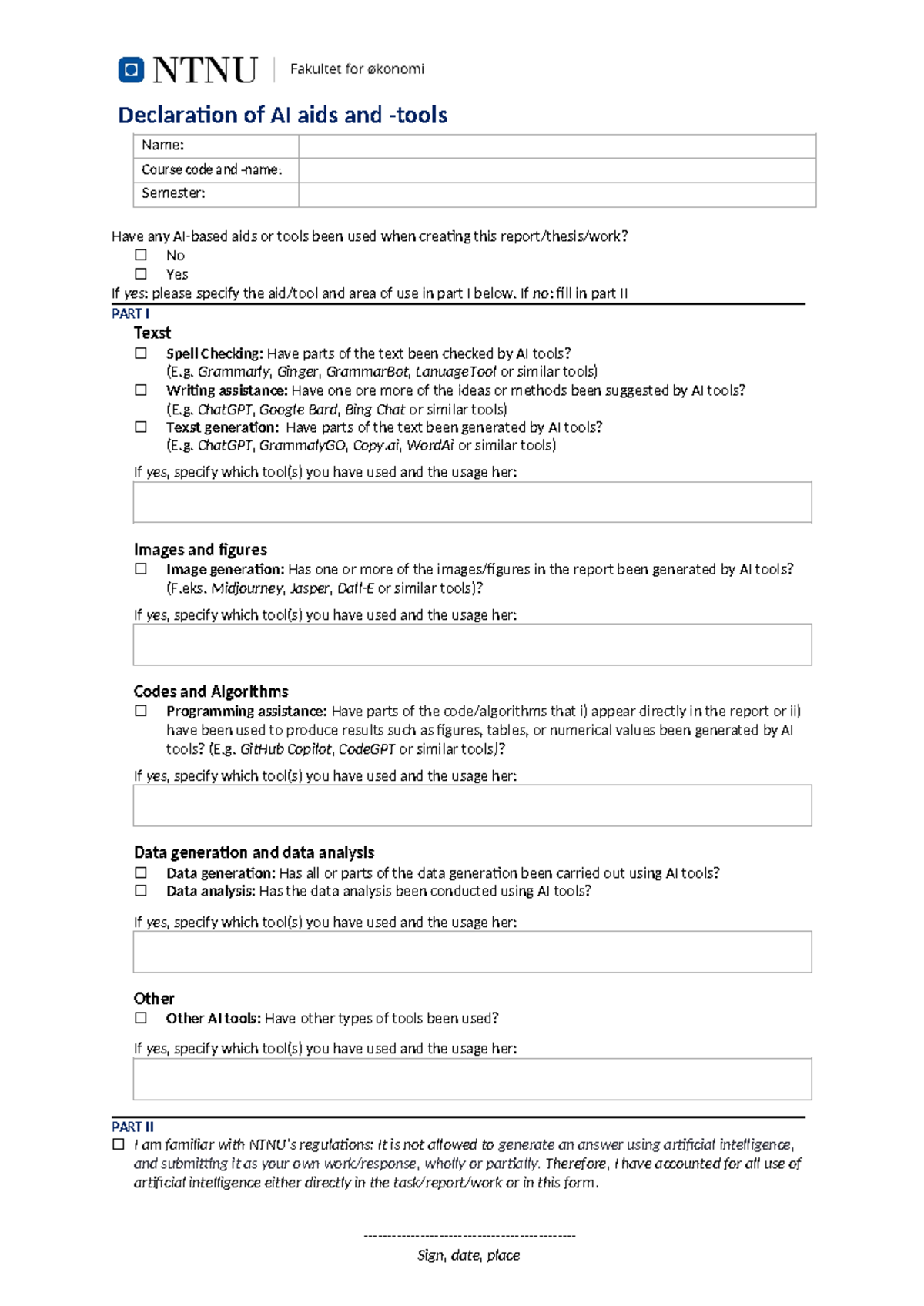 Declaration of AI - .,vv - Declaration of AI aids and -tools Name ...