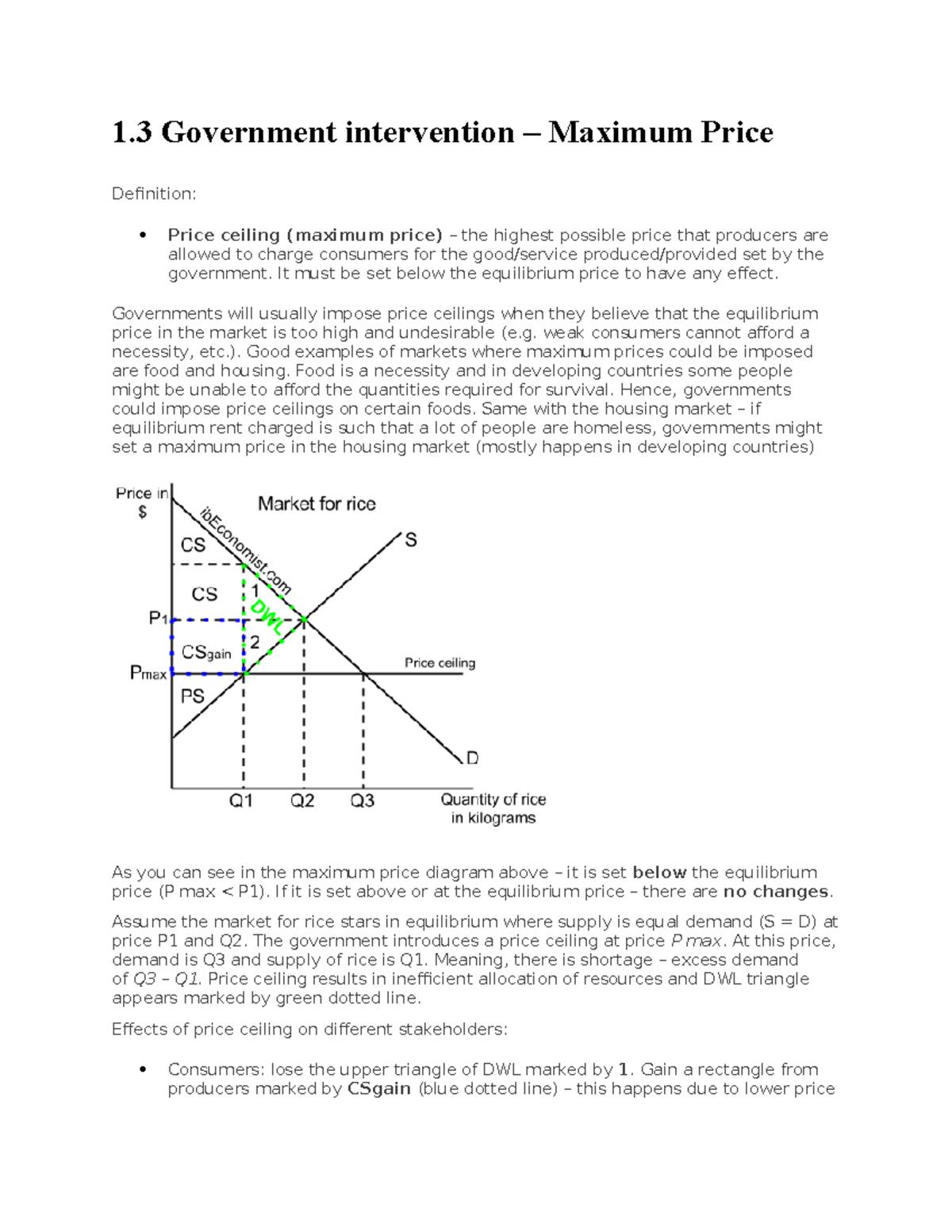 1 3 Maximum Price 1 Government Intervention Maximum Price