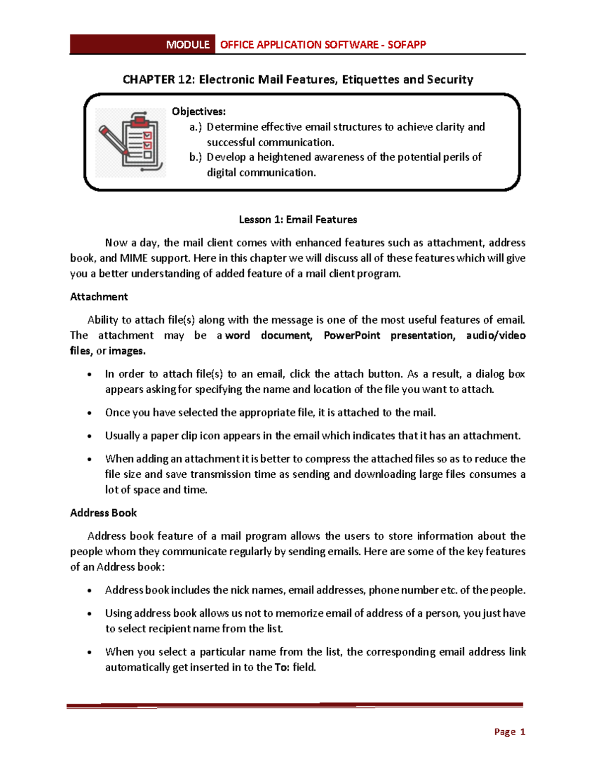 Sofapp Chapter 12 - Pls like or heart thankyou - CHAPTER 12: Electronic Mail Features ...