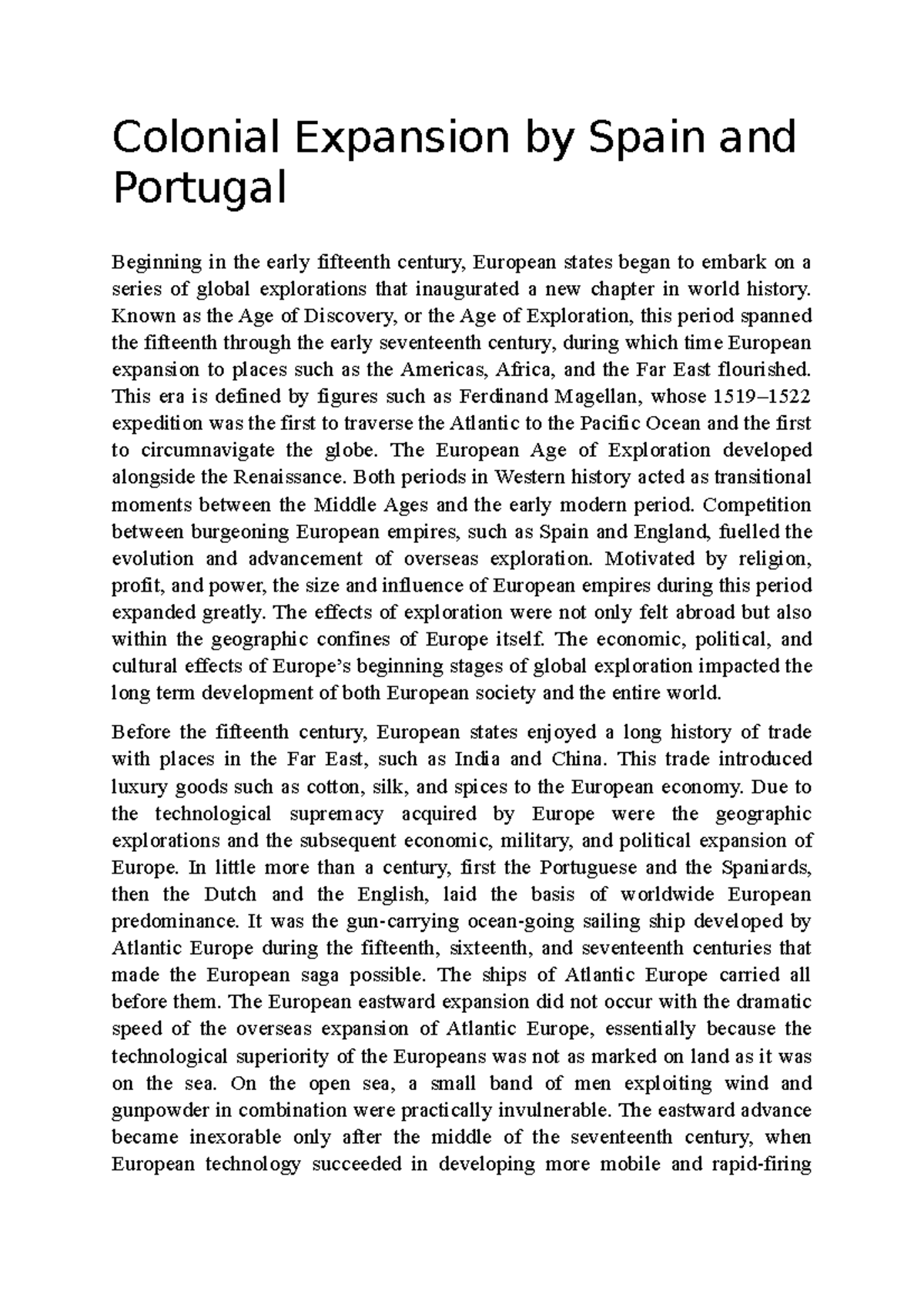 Colonial Expansion by Spain and Portugal - Colonial Expansion by Spain ...