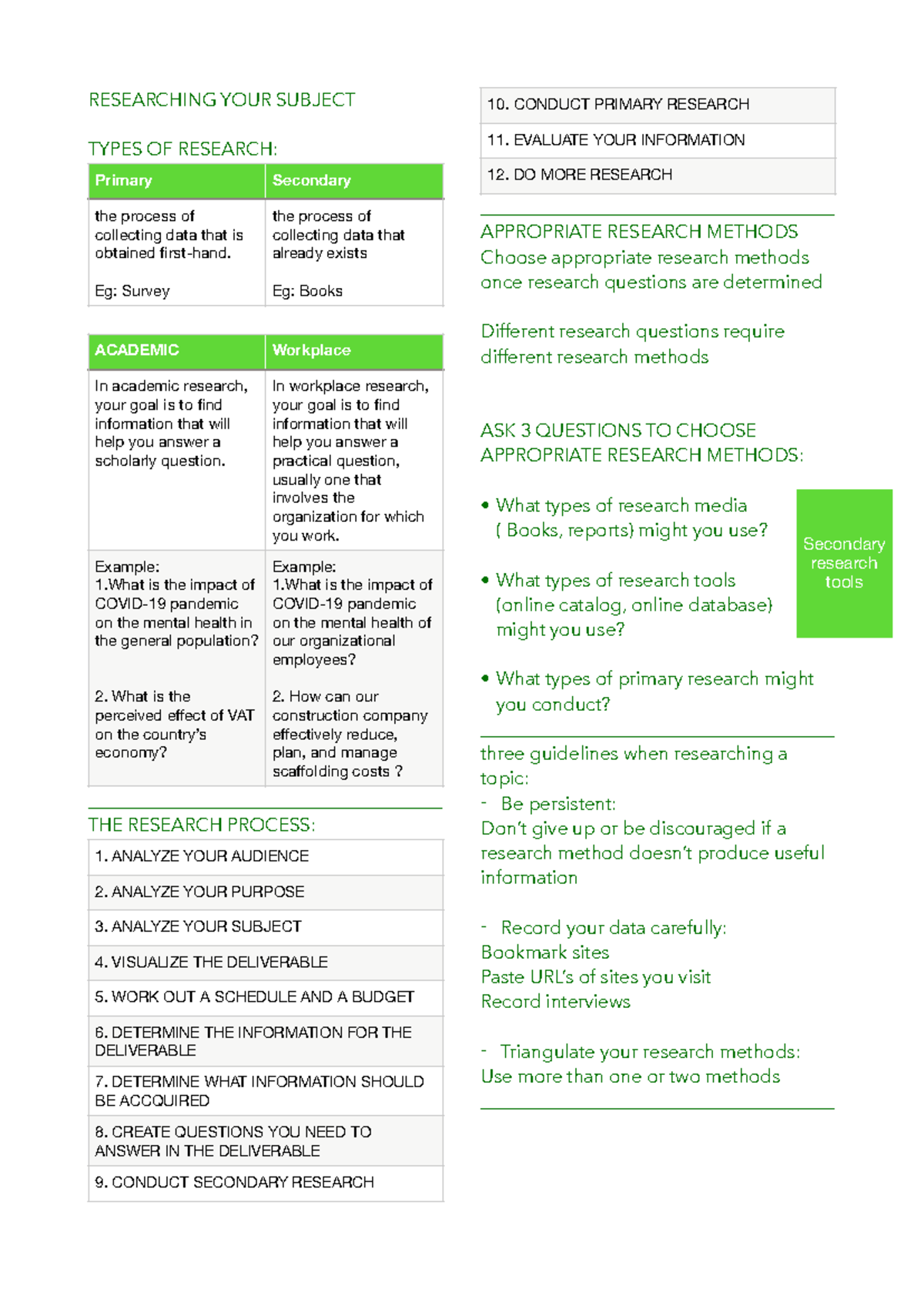 Chapter 6 - Hhhh - RESEARCHING YOUR SUBJECT TYPES OF RESEARCH: - Studocu