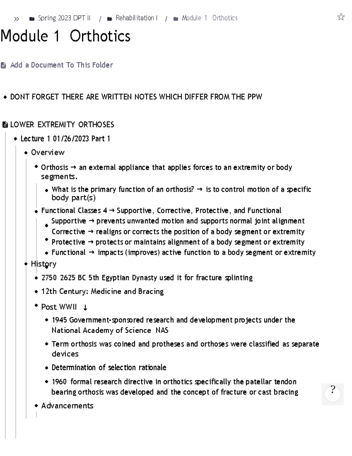 Module 1 Orthotics - ? Spring 2023 DPT II Rehabilitation I Module 1 ...