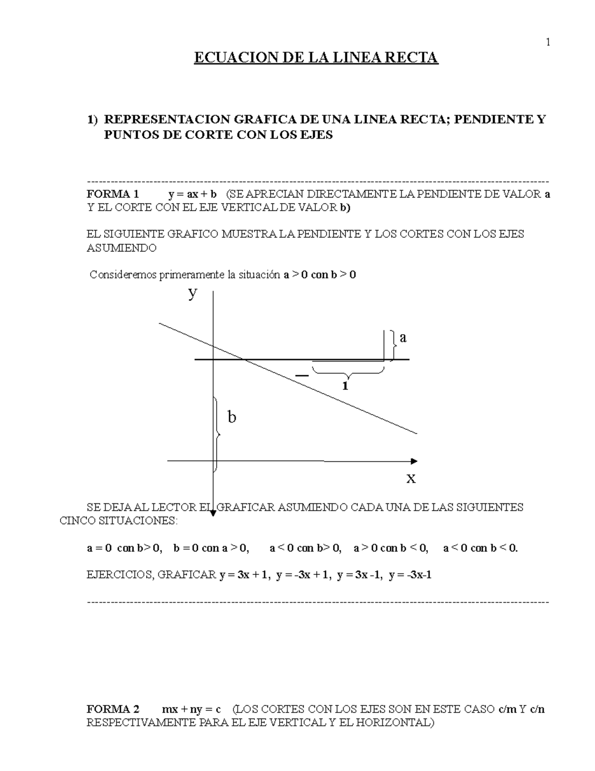 Ecuacion DE LA Linea Recta Y SU Representacion Grafica - ECUACION DE LA ...