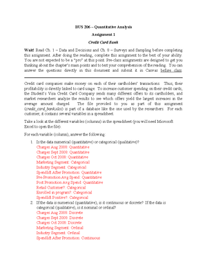 Assignment 2 - GFK Roper - BUS 206 – Quantitative Analysis Assignment 2 GfK Roper Wait! Read Ch ...