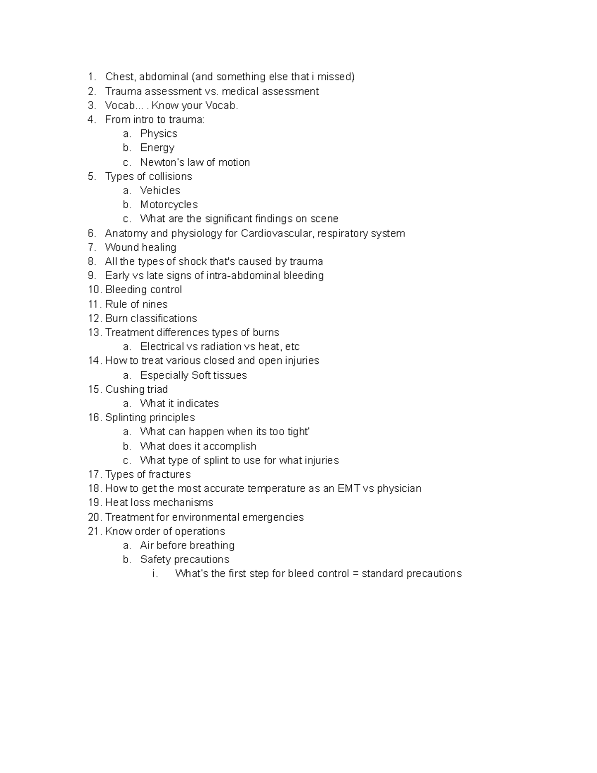 Block 4 study guide - Chest, abdominal (and something else that i ...
