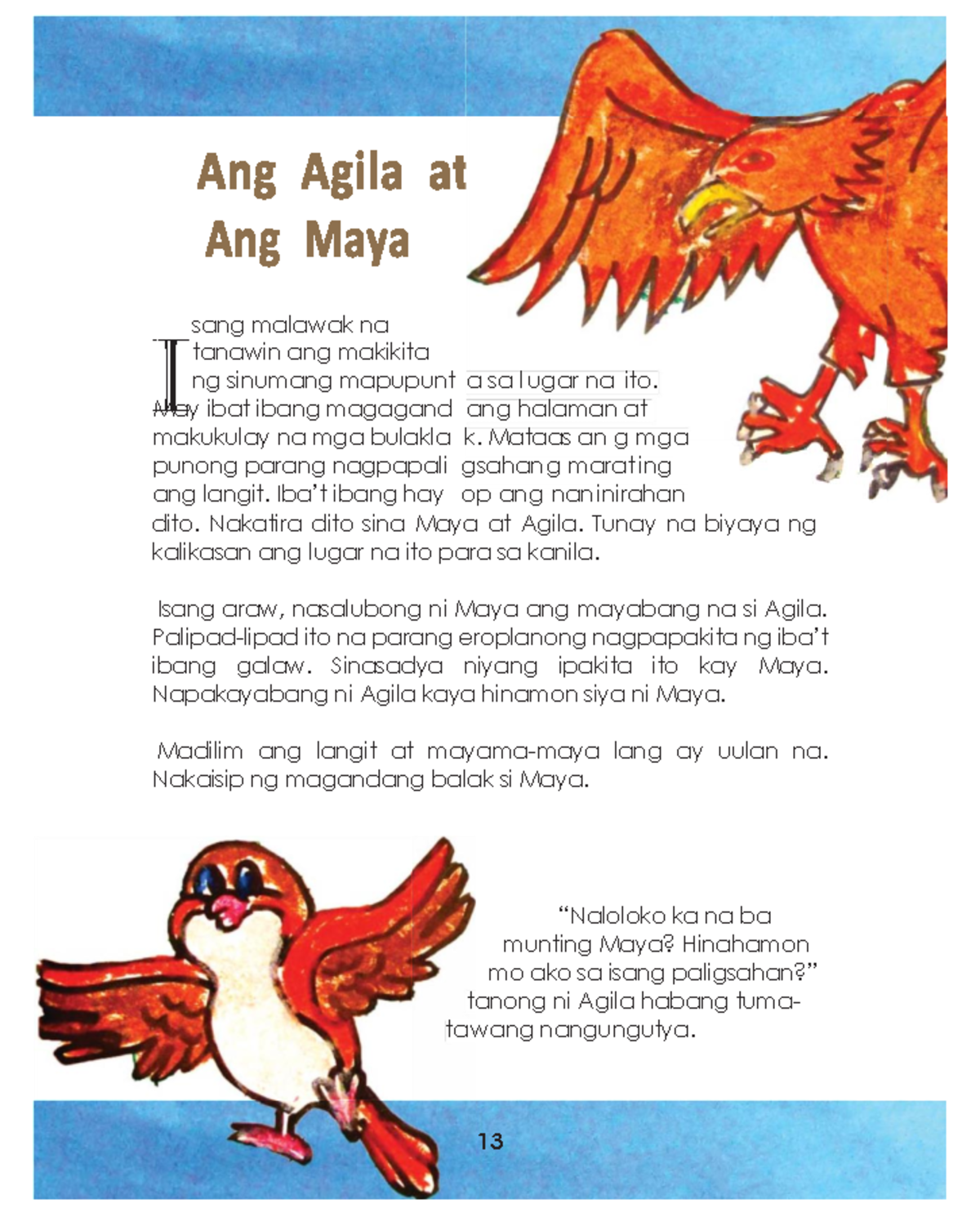 Ang agila at ang maya - Lesson plan - dito. Nakatira dito sina Maya at ...